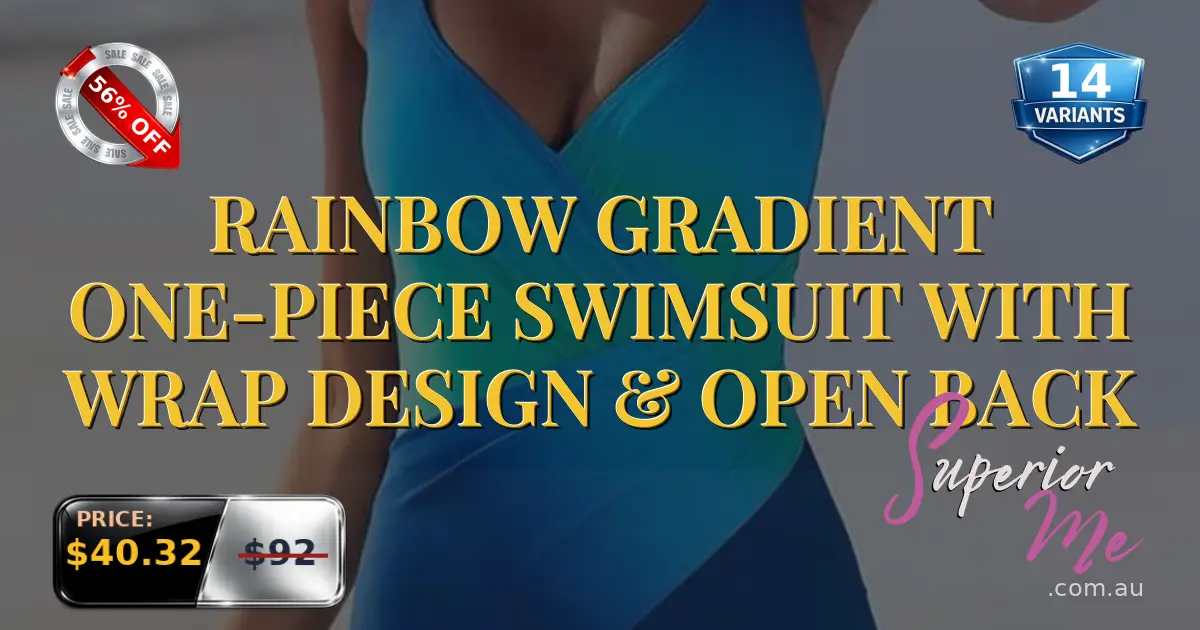 SuperiorMe | Rainbow Gradient One-Piece Swimsuit with Wrap Design ...